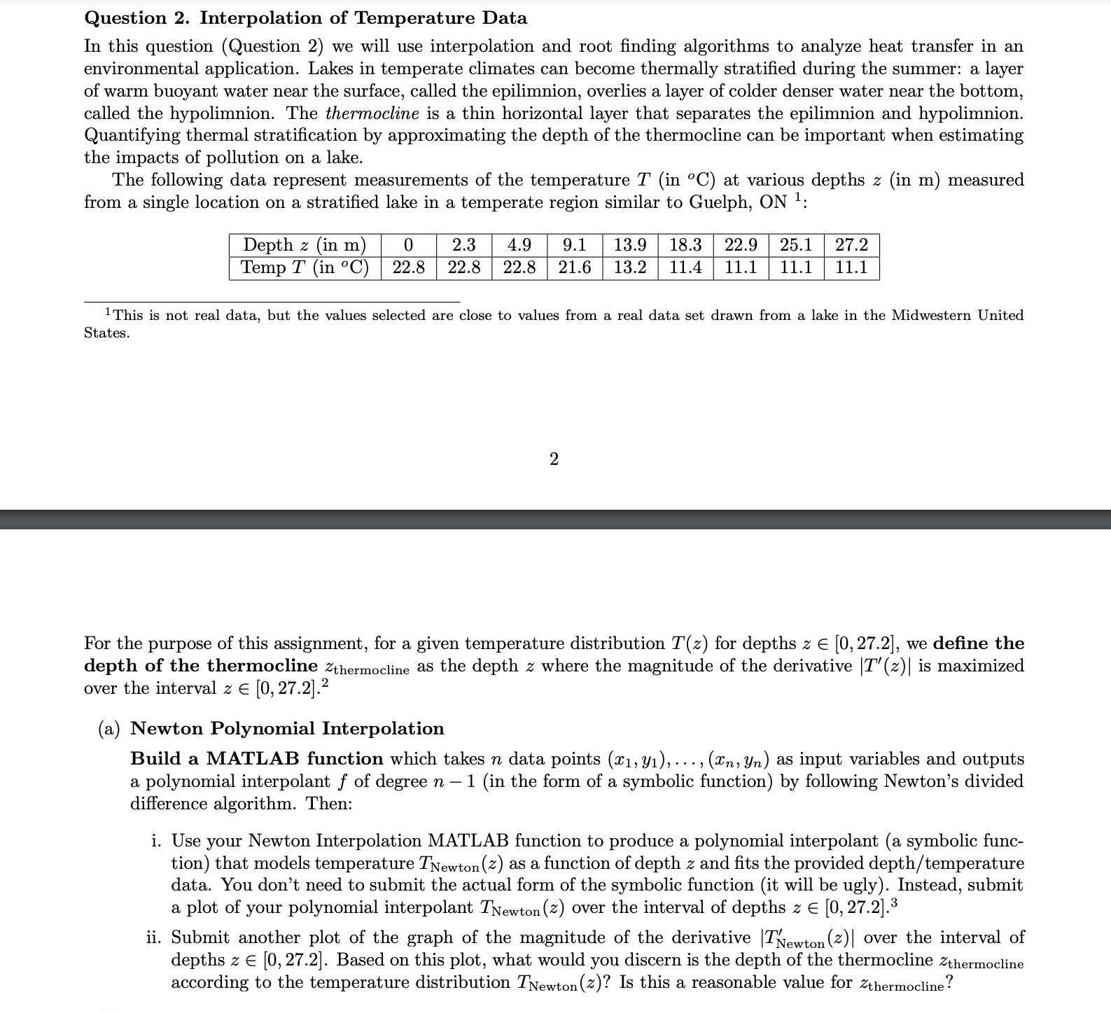 Solved Question 2. ﻿Interpolation of Temperature DataIn this | Chegg.com