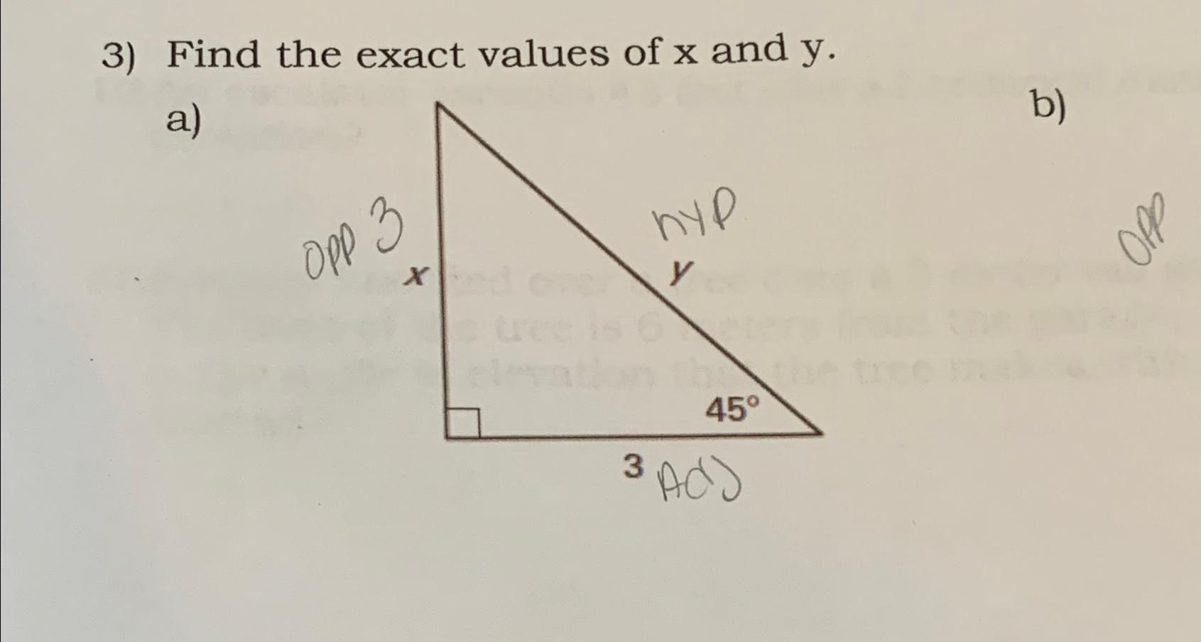 Solved Find the exact values of x ﻿and y.a)b | Chegg.com