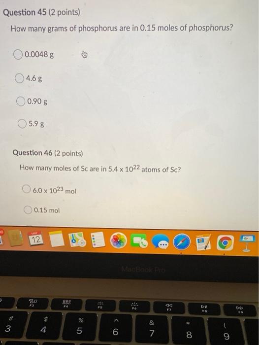 Solved Question 42 (2 points) Which substance has the | Chegg.com