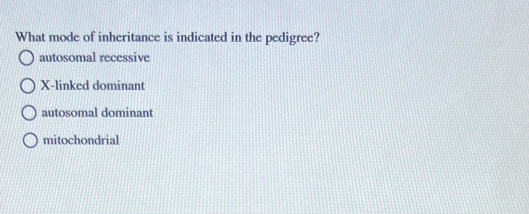 Solved What mode of inheritance is indicated in the | Chegg.com