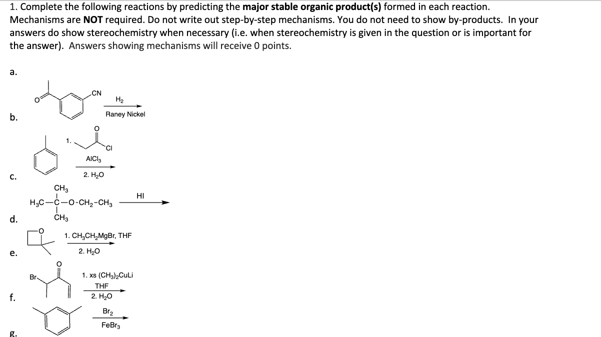 Solved Complete the following reactions by predicting the | Chegg.com
