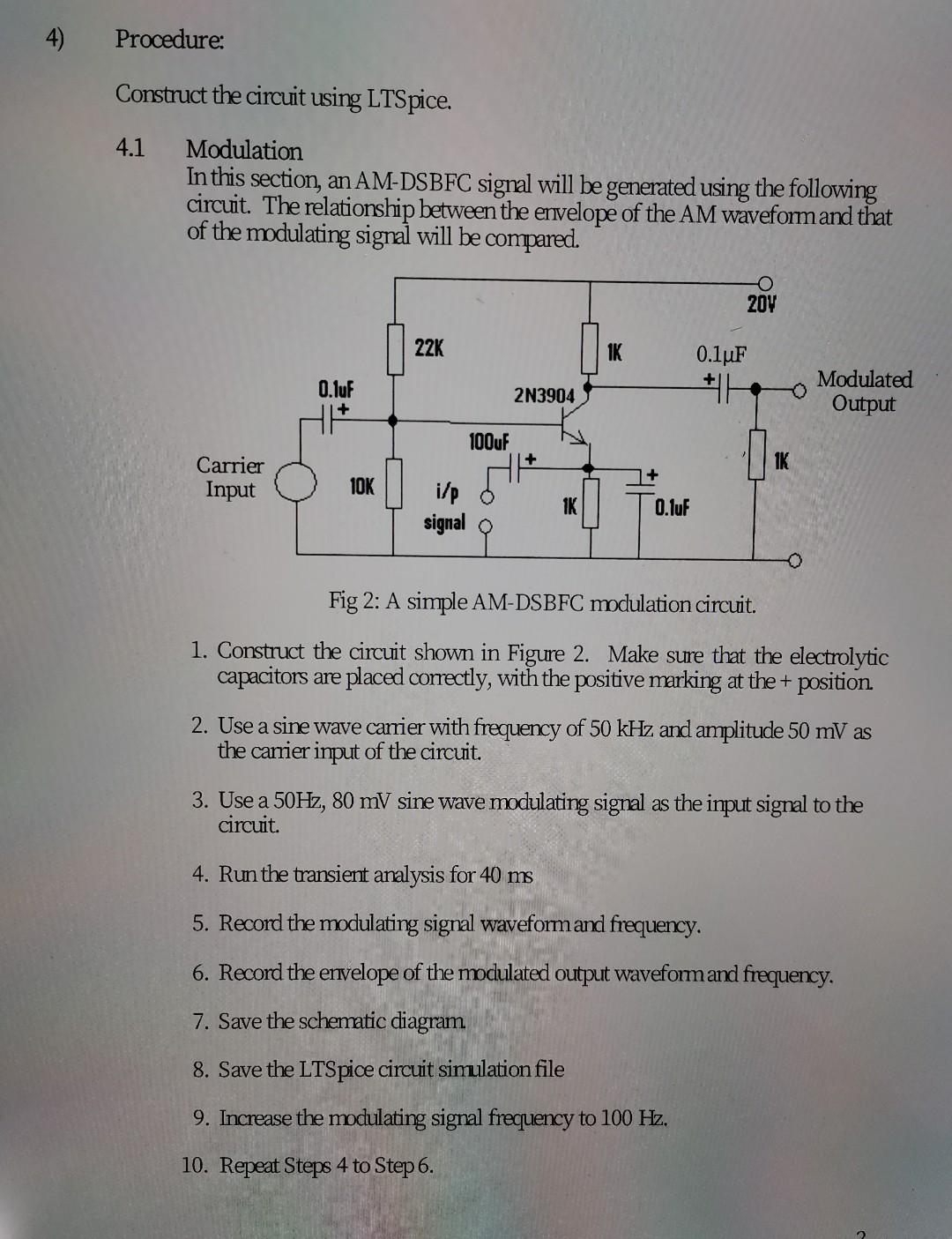 Solved 4) Procedure: Construct the circuit using LTSpice. | Chegg.com