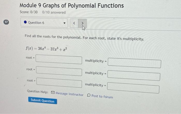 Solved Module 9 Graphs of Polynomial Functions Score: | Chegg.com