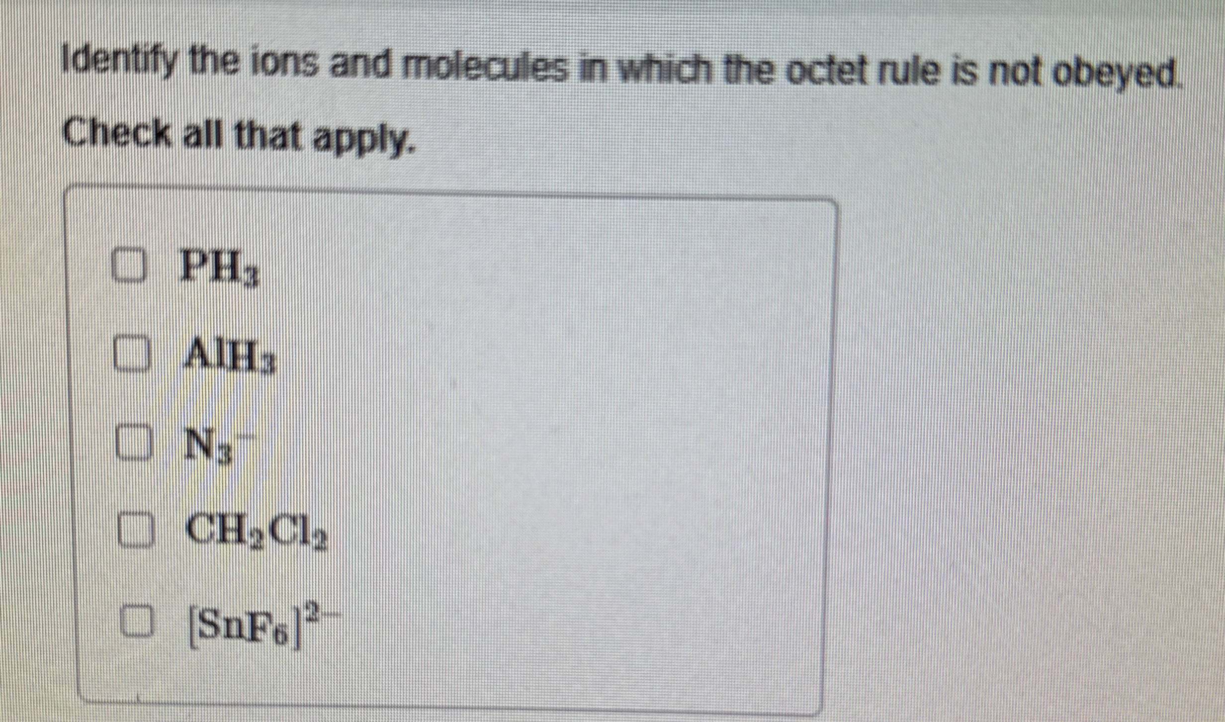 Solved Identify the ions and molecules in which the octet | Chegg.com