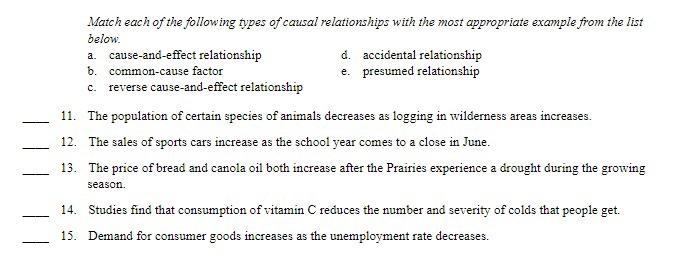 Solved C. Match each of the following types of causal | Chegg.com