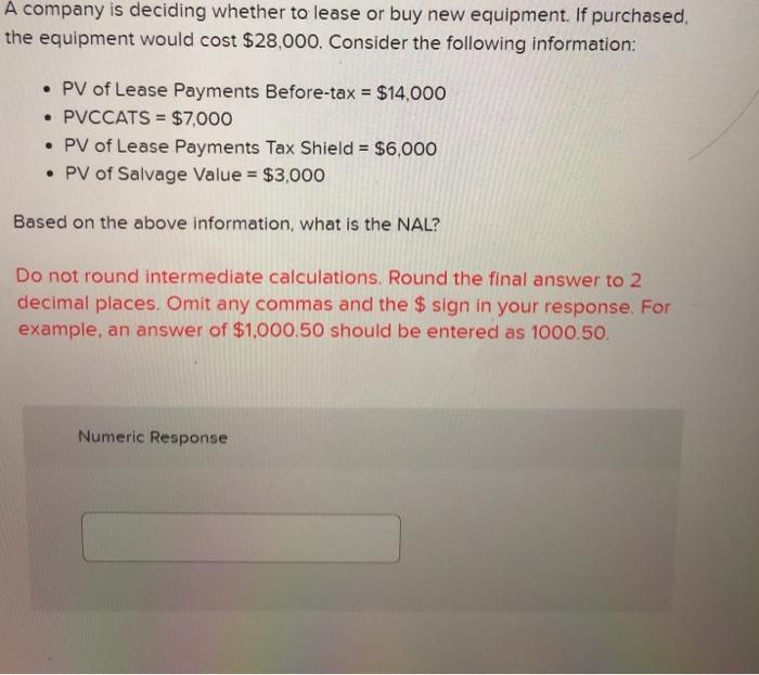 Solved A company is deciding whether to lease or buy new | Chegg.com