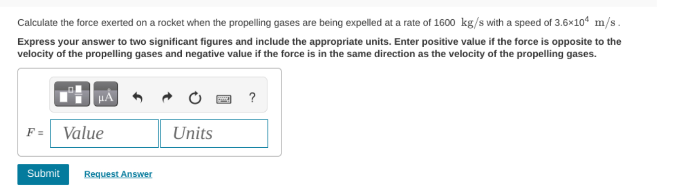 Solved Calculate the force exerted on a rocket when the | Chegg.com