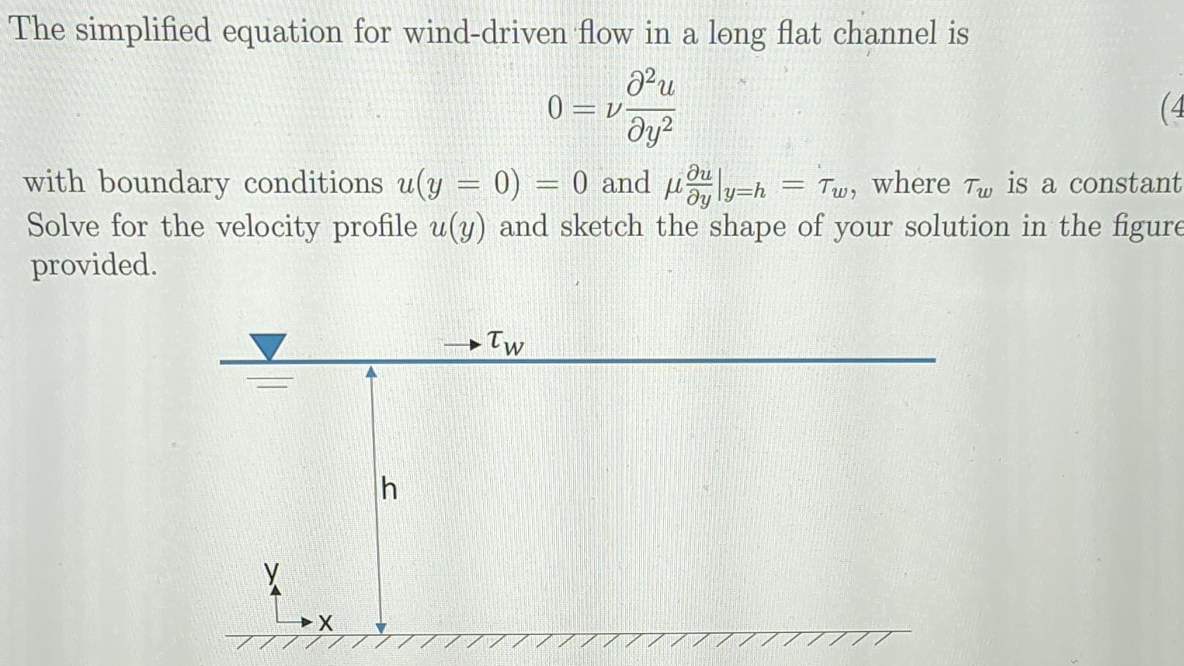 Solved The simplified equation for wind-driven flow in a | Chegg.com