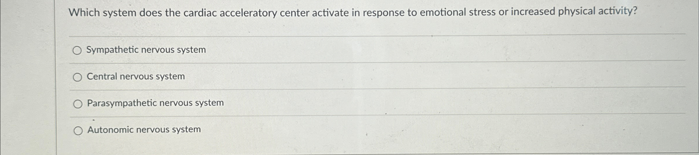 Solved Which system does the cardiac acceleratory center | Chegg.com
