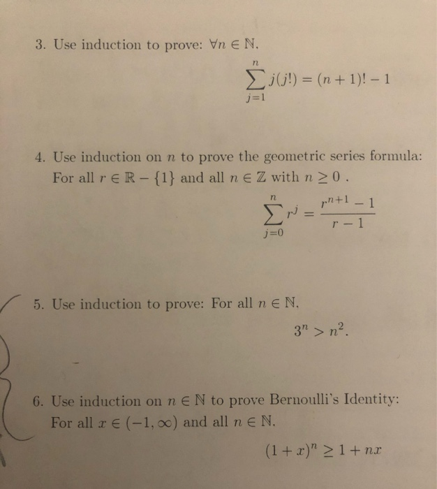 Solved 3. Use induction to prove: Vn e N. (!) = (n + 1)! - 1 | Chegg.com