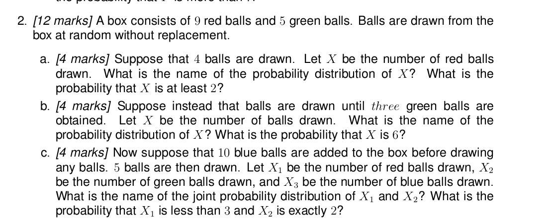 Solved [12 ﻿marks] ﻿A box consists of 9 ﻿red balls and 5 | Chegg.com