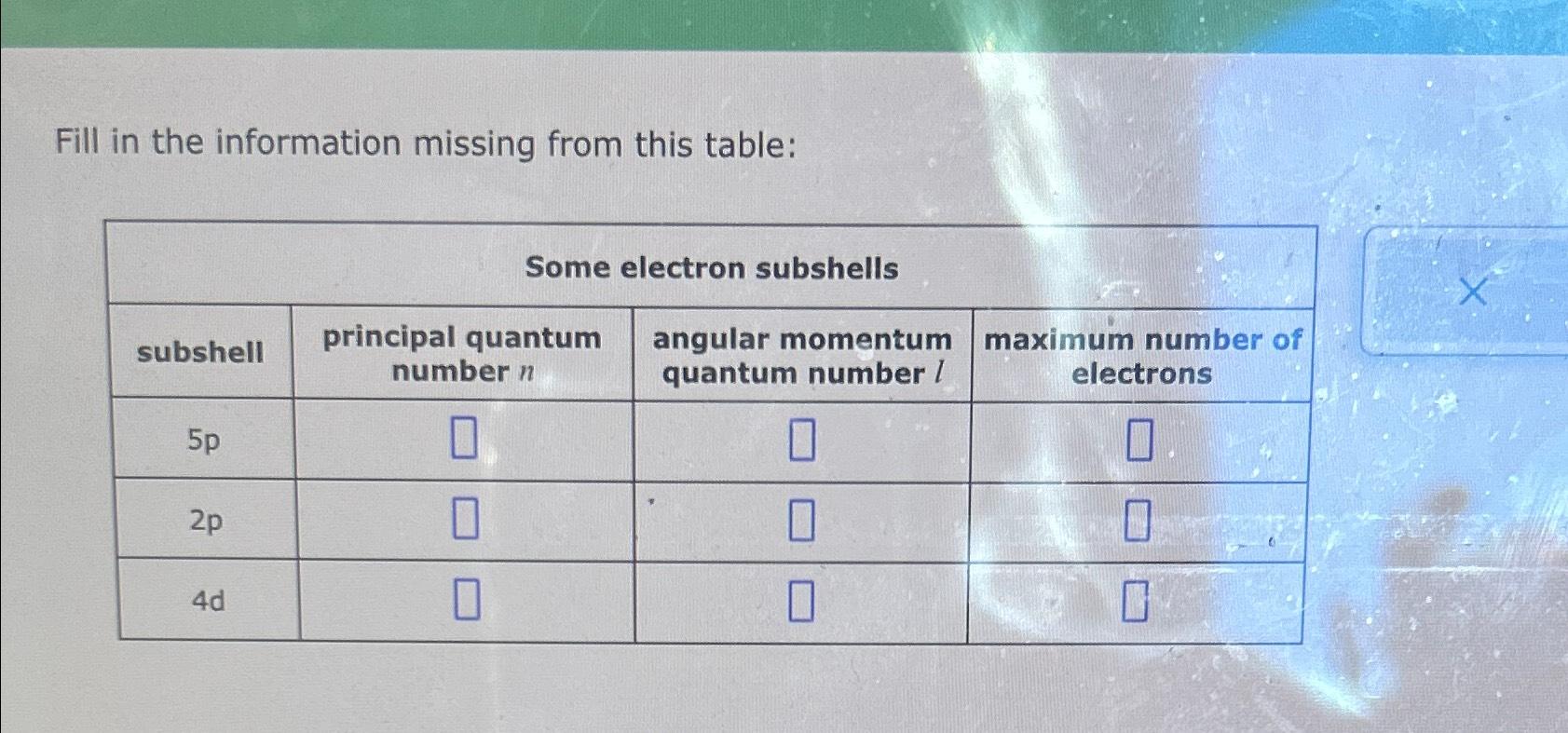 Solved Fill in the information missing from this | Chegg.com