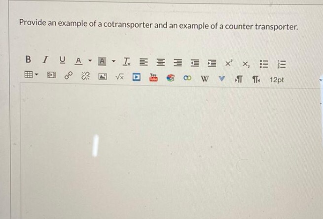 Solved Provide an example of a cotransporter and an example | Chegg.com