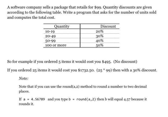 Solved A software company sells a package that retails for | Chegg.com