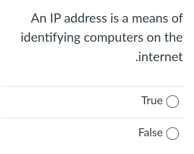 Solved An IP address is a means of identifying computers on | Chegg.com