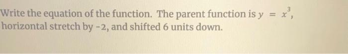 Solved Write the equation of the function. The parent | Chegg.com