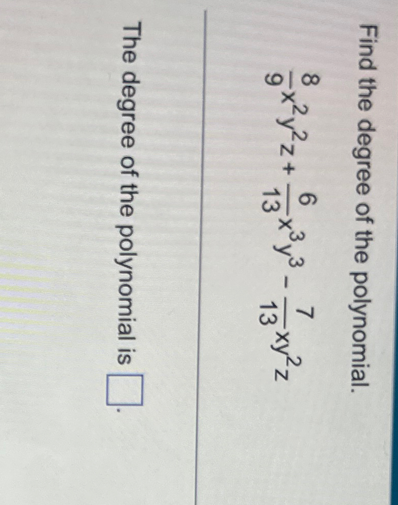 Solved Find the degree of the | Chegg.com
