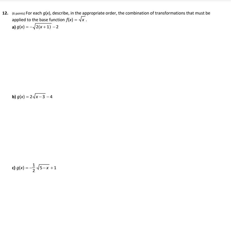 Solved 2. (6 points) For each g(x), describe, in the | Chegg.com
