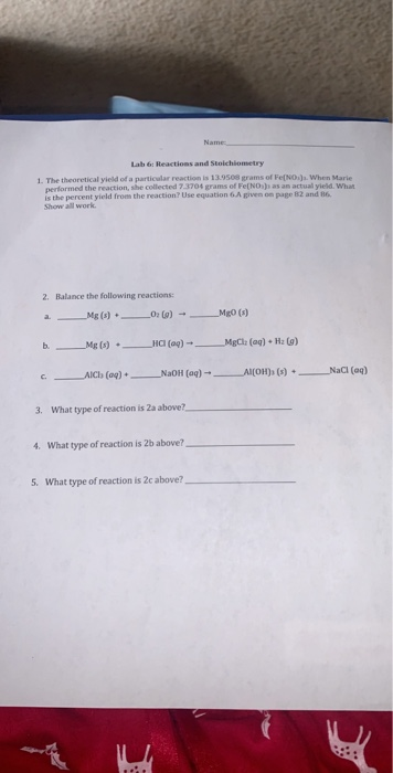 Solved Lab 6: Reactions and Stoichiometry 1. The theoretical | Chegg.com