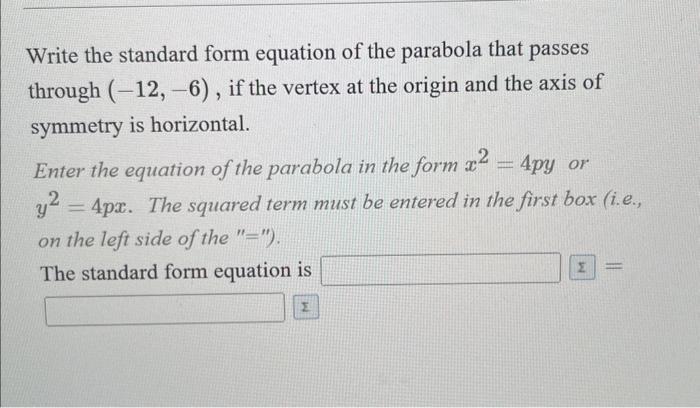 Standard Form Equation