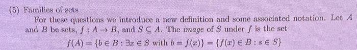 Solved (5) Families of sets For these questions we introduce | Chegg.com