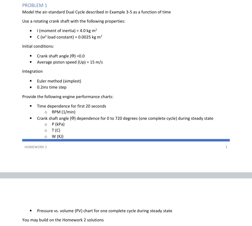 Solved PROBLEM 1Model the air-standard Dual Cycle described | Chegg.com