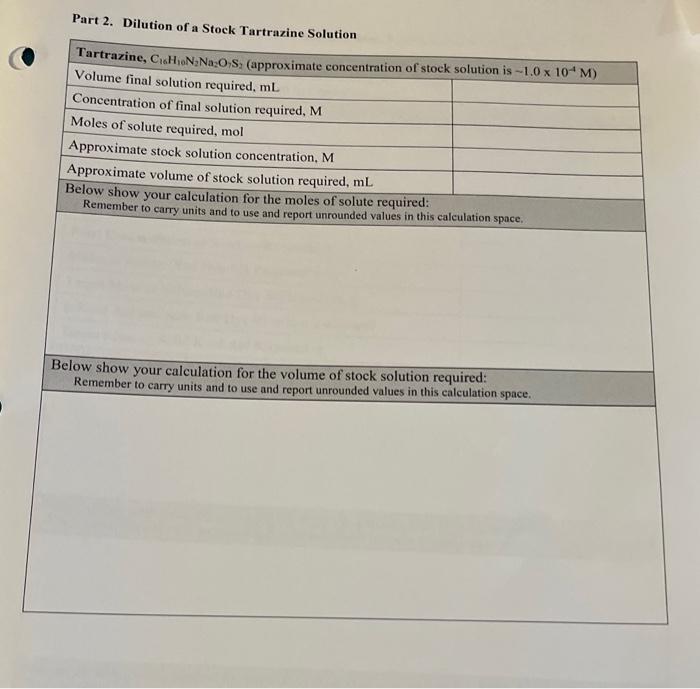 Date Name Section Preparation of Solutions Prelab | Chegg.com