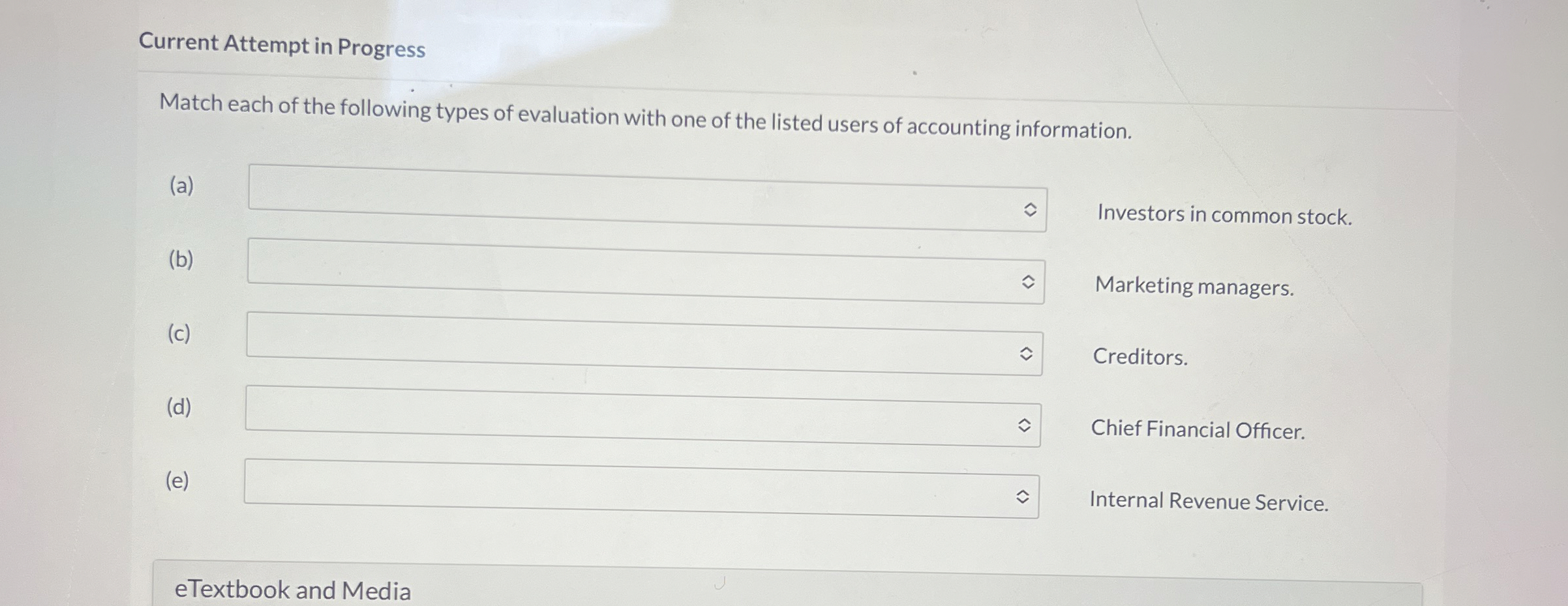 Solved Current Attempt in ProgressMatch each of the | Chegg.com