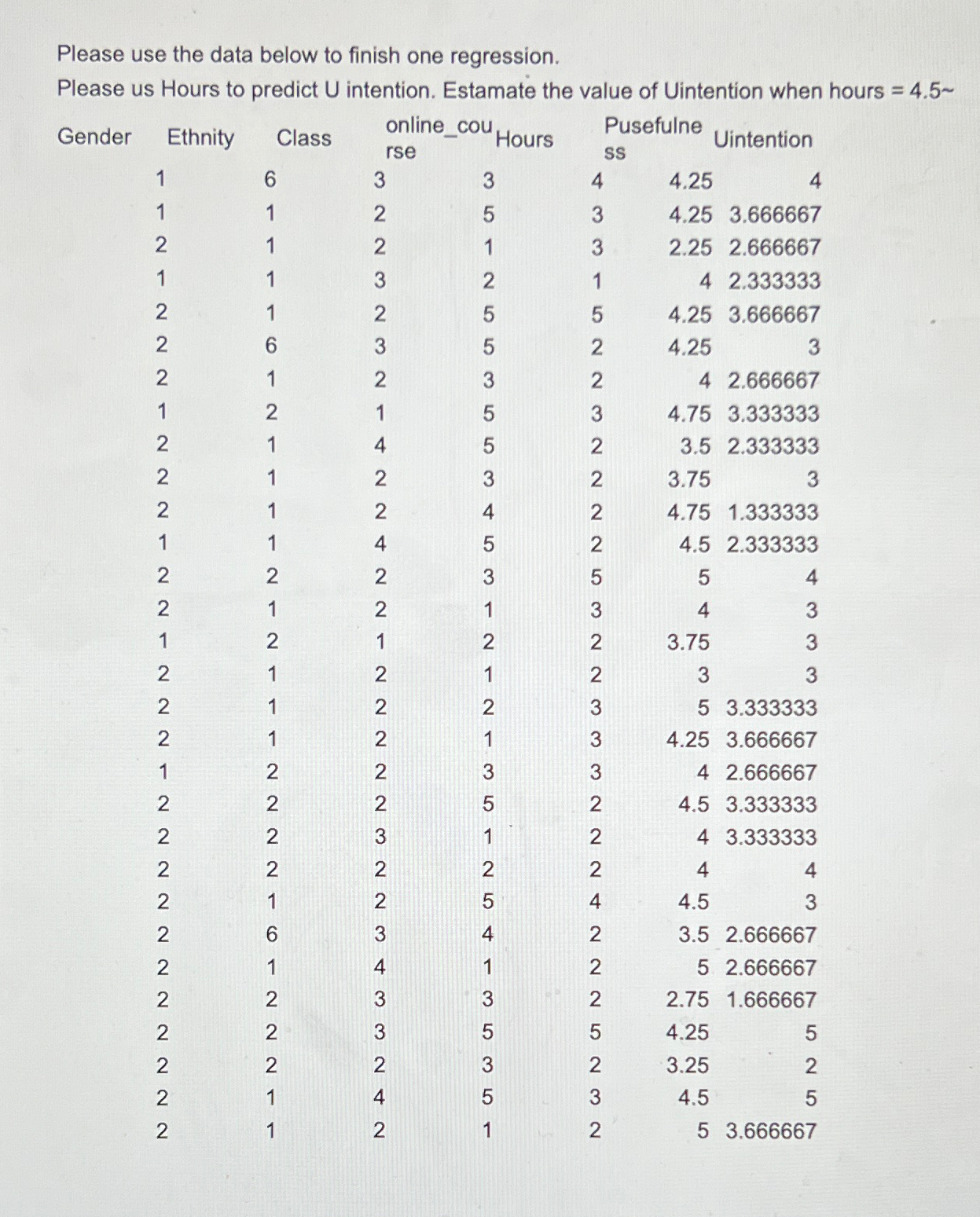 Solved Please use the data below to finish one | Chegg.com