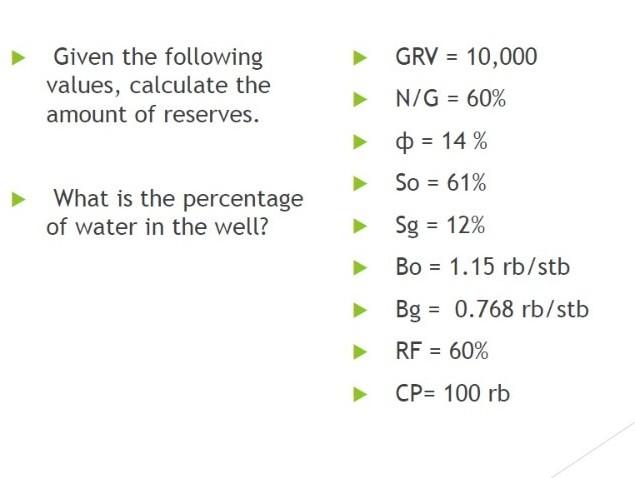 Given the following GRV =10,000 values, calculate | Chegg.com
