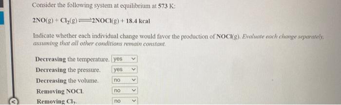 Solved Consider the following system at equilibrium at 573 | Chegg.com