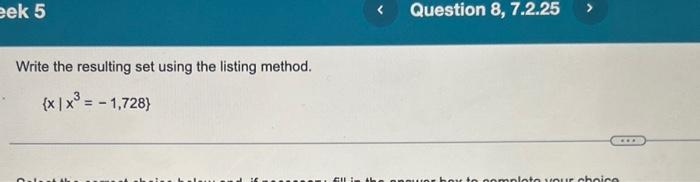 Solved Write the resulting set using the listing method. | Chegg.com