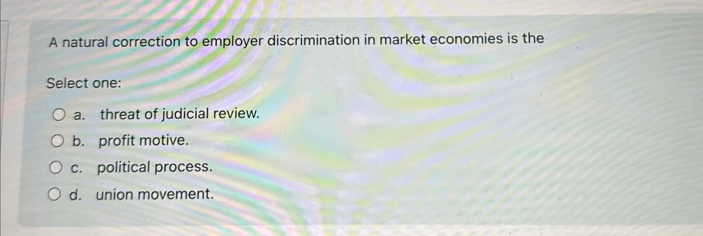 Solved A Natural Correction To Employer Discrimination In