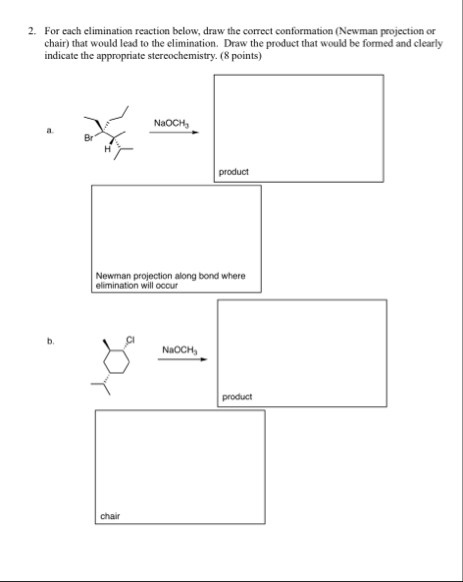 Solved For each elimination reaction below, draw the correct | Chegg.com