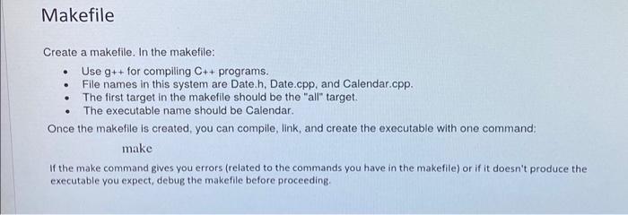 Solved in C++ please:Makefile Create a makefile. In the | Chegg.com