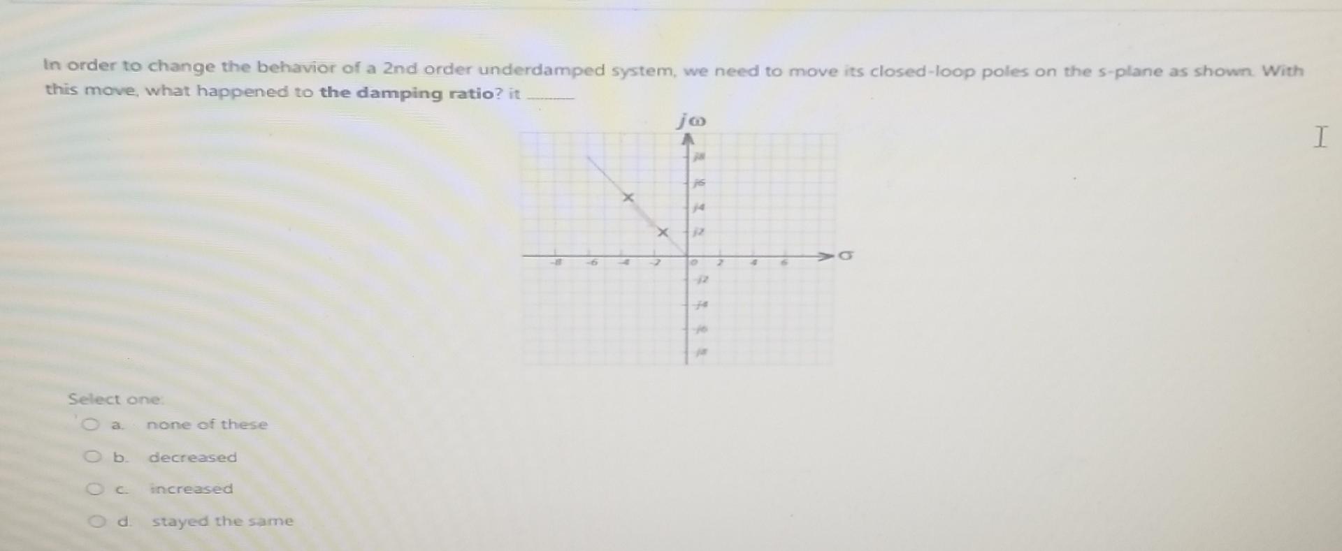 Solved In order to change the behavior of a 2 nd order | Chegg.com
