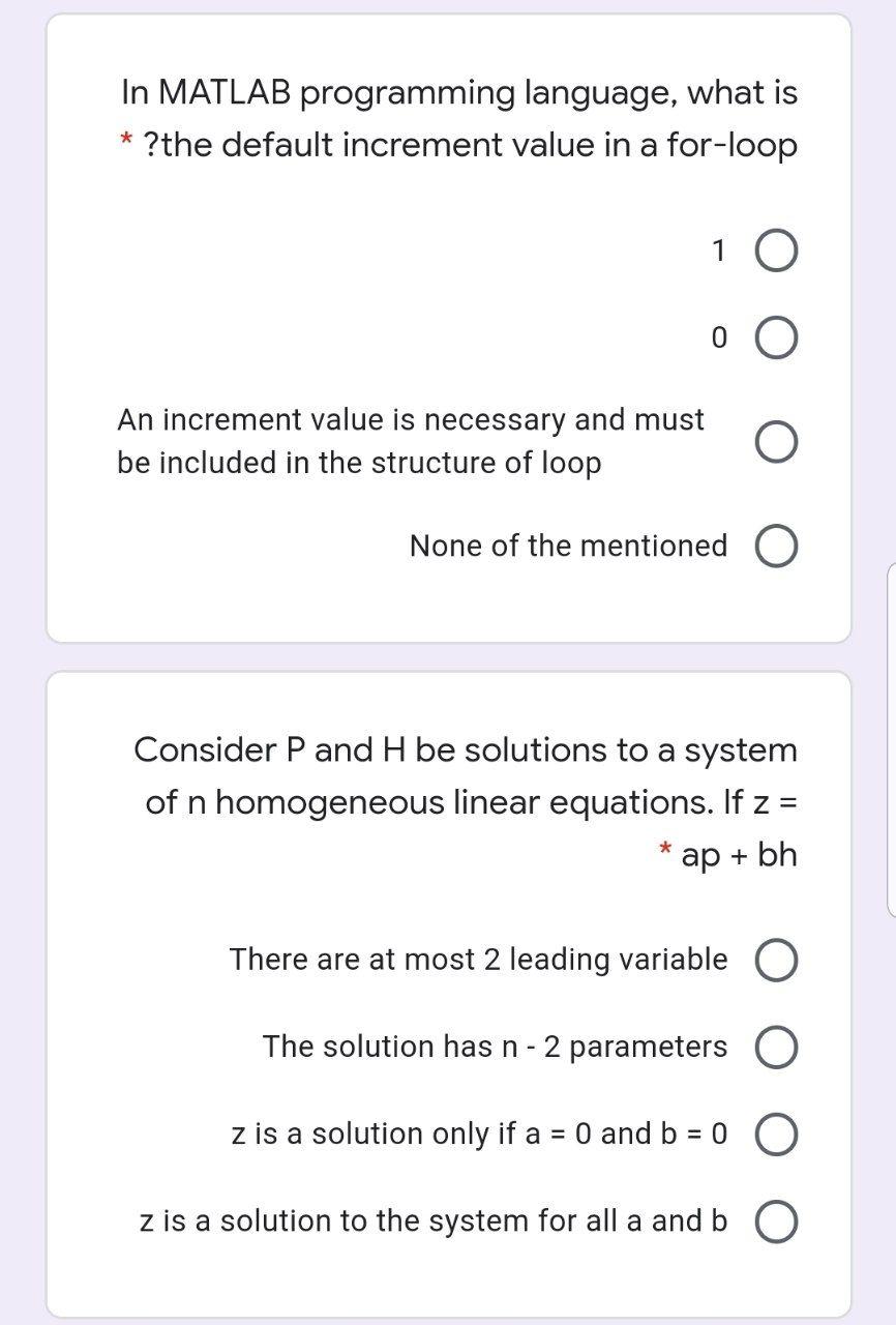 Solved In MATLAB programming language, what is ?the default | Chegg.com