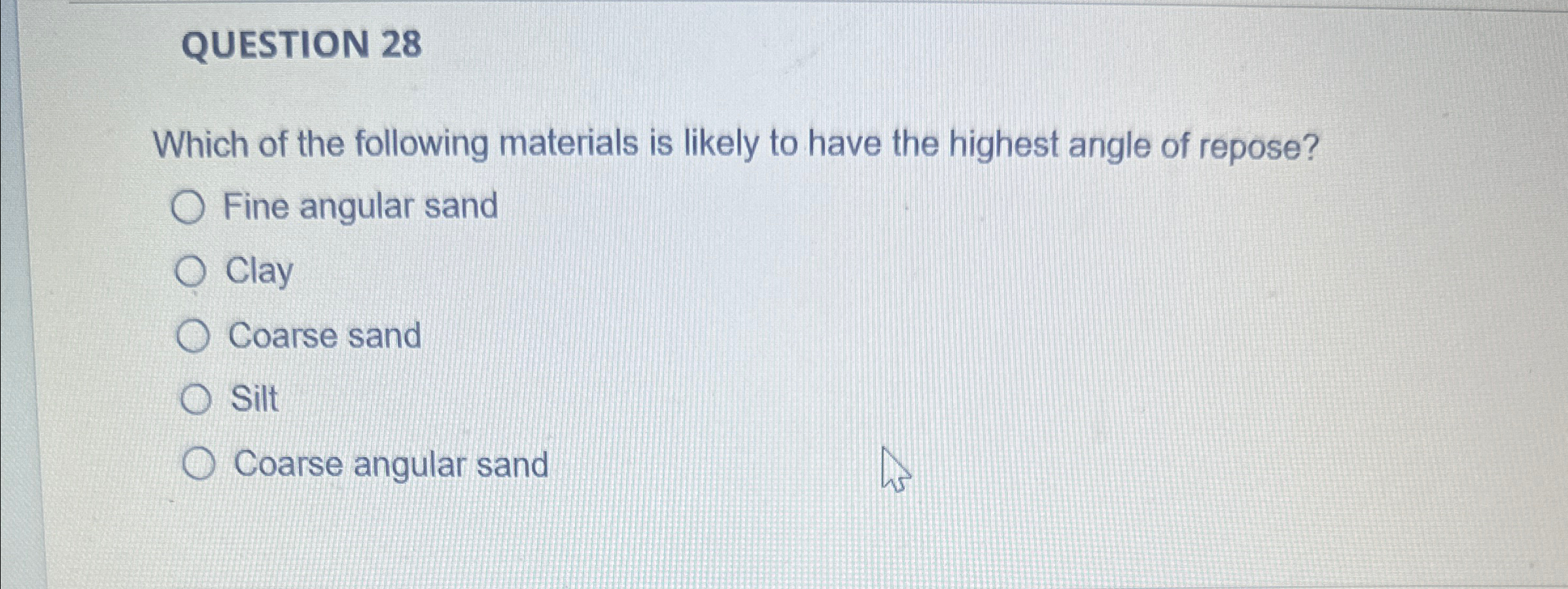 Solved QUESTION 28Which of the following materials is likely | Chegg.com