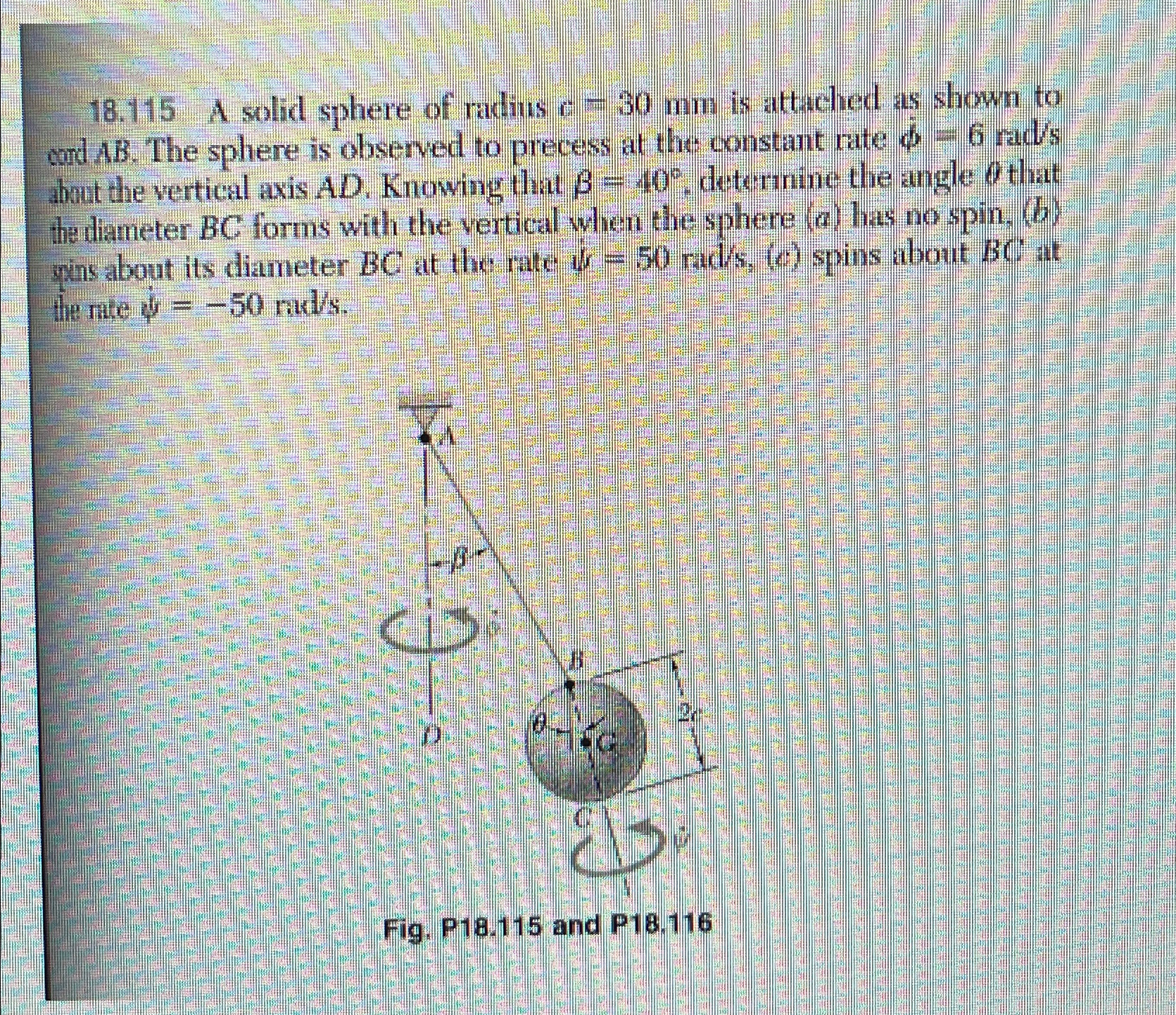 Solved 18.115 ﻿A solid sphere of radius c=30mm ﻿is attached | Chegg.com