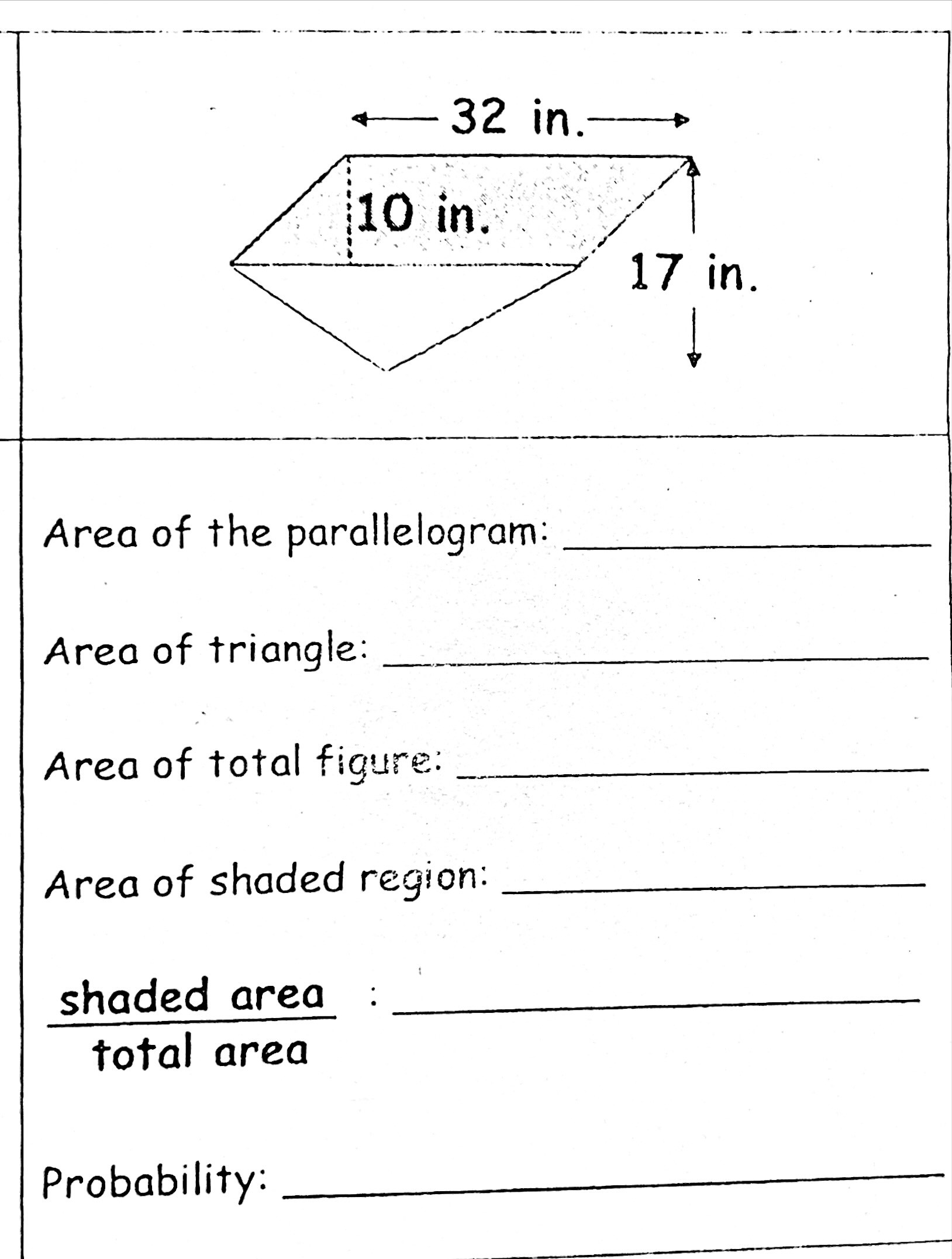 Solved Area of the parallelogramArea of triangleArea of | Chegg.com