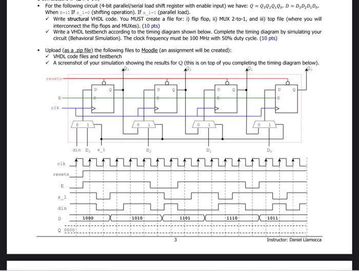 Solved For the following circuit (4-bit parallel/serial load | Chegg.com