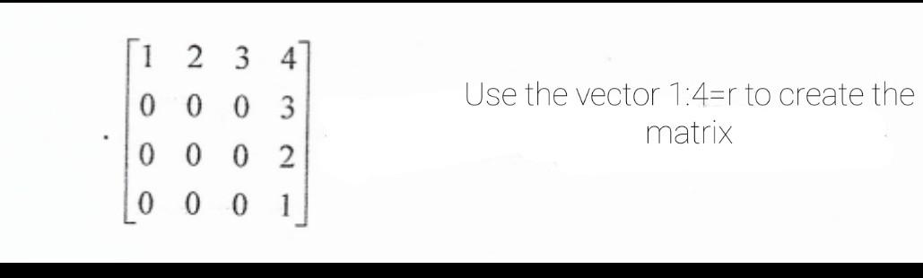 1000200030004321⎦⎤ Use the vector 1:4= r to create | Chegg.com