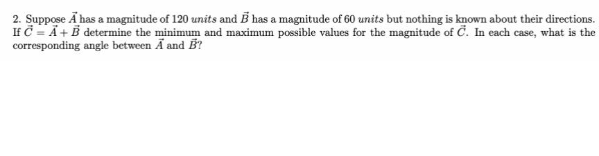Solved Suppose vec(A) ﻿has a magnitude of 120 ﻿units and | Chegg.com
