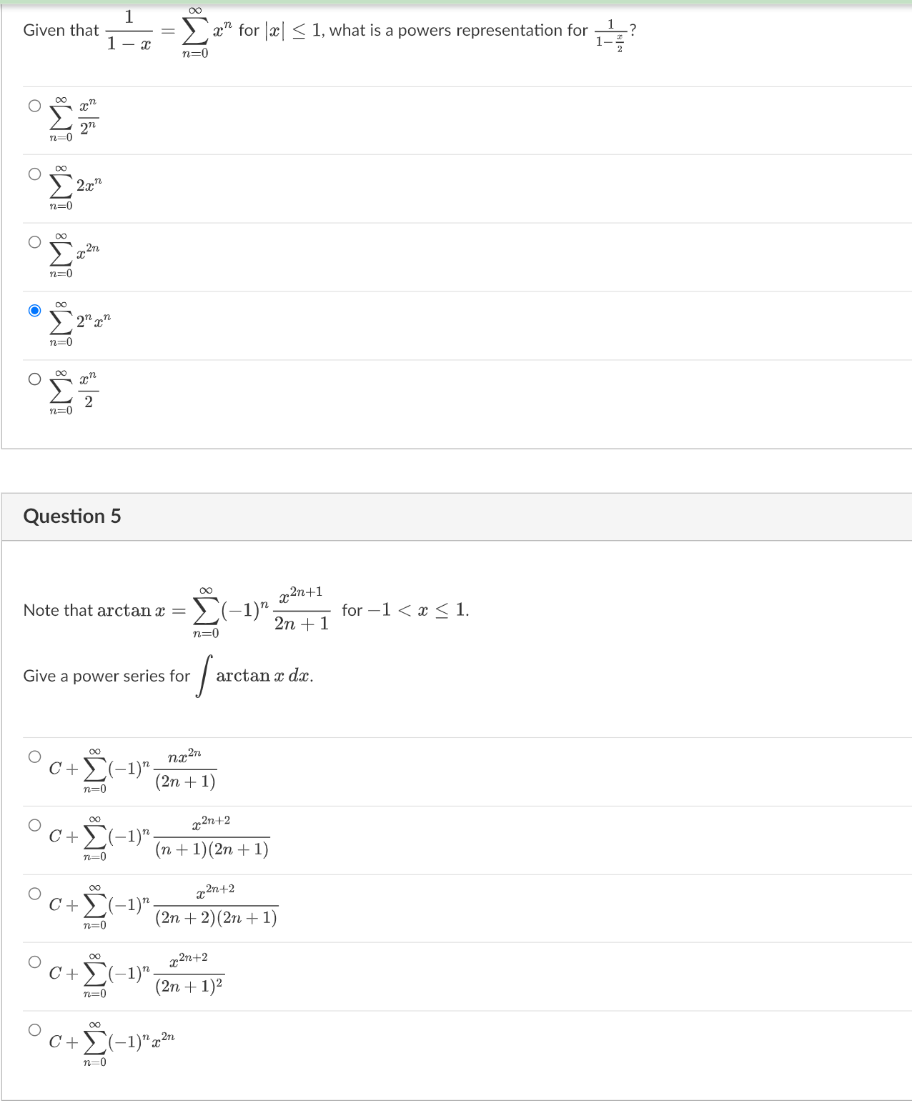 Solved Given that 11-x=∑n=0∞xn ﻿for |x|≤1, ﻿what is a powers | Chegg.com