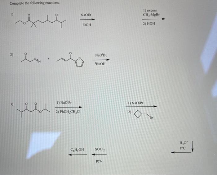 Solved Complete the following reactions. 1) NOE 1) excess | Chegg.com