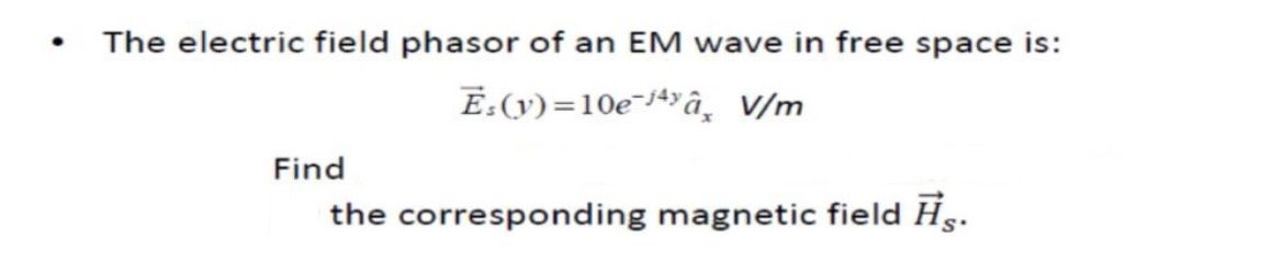 Solved The electric field phasor of an EM wave in free space | Chegg.com