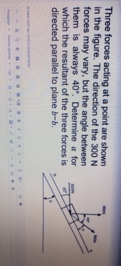 Solved 300N Three forces acting at a point are shown in the | Chegg.com