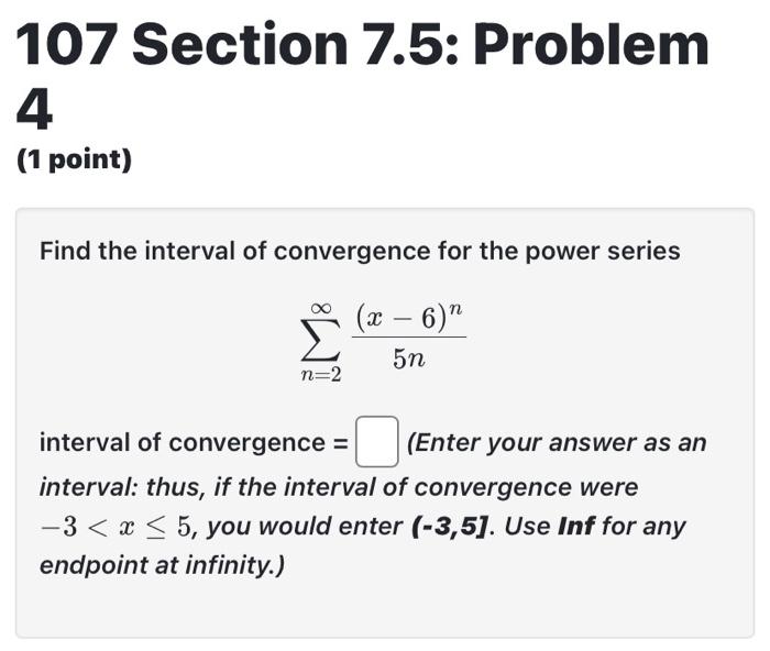 Solved 107 Section 7.5: Problem 4 (1 point) Find the | Chegg.com