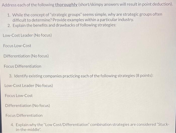 Solved Address each of the following thoroughly. | Chegg.com