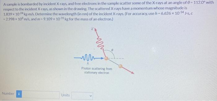 Solved A sample is bombarded by incident X-rays, and free | Chegg.com